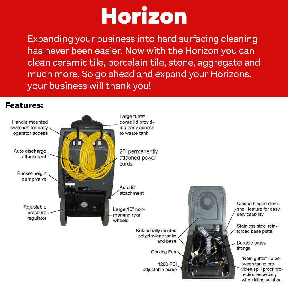 Horizon Hard Floor Extractor, 1200 PSI with 25' Hoses - DryMaster Systems